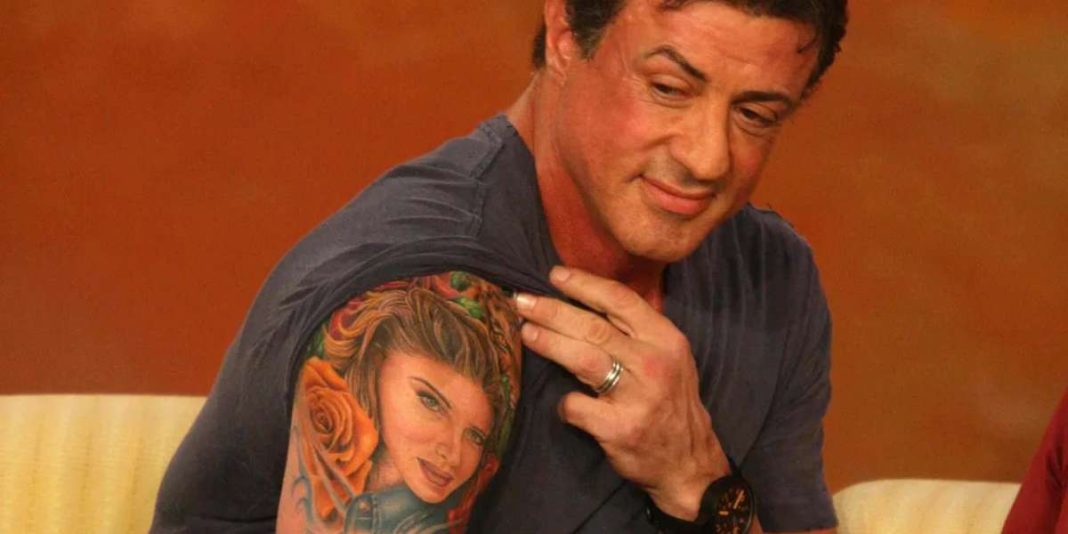 Sylvester Stallone Dog Tattoo Replaces His Wife's Tattoo
